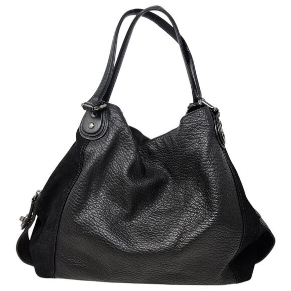 Coach | Bags | Coach Black Edie Shoulder Bag 42 Mix Media Leather ...
